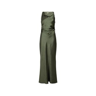 Vince Robe longue satin&eacute;e &agrave; taille fronc&eacute;e et bretelles torsad&eacute;es