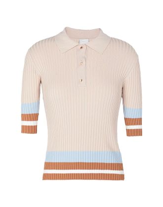 8 by YOOX CONTRAST RIB-KNIT S/SLEEVE POLO-NECK SWEATER