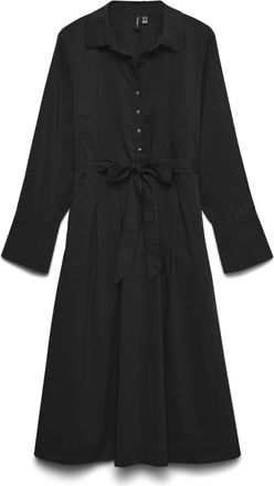 Vero Moda Damen Vmfriba Ls Calf Dress WVN Ga, Black, Large