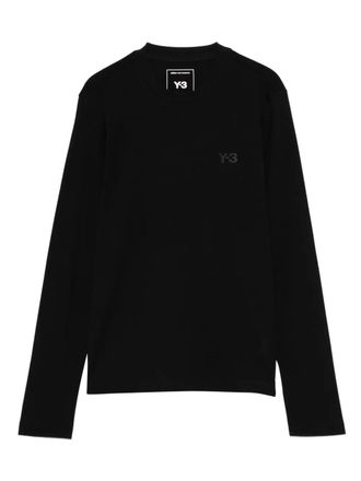 Yohji Yamamoto Langarmshirt mit Logo - Schwarz