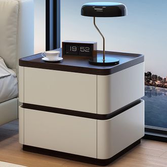 Generic Nachttisch, moderner Beistelltisch, Nachttisch for Schlafzimmer, Wohnzimmer; Sofatisch aus Leder mit versteckten Griffen, kompatibel mit verschiedenen