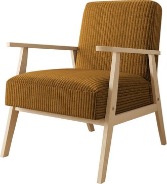 Mirjan24 Sessel Wikez Cord, Polstersessel mit Holzarmlehne, Lehnstuhl, Holz Stuhl, Retro Sessel, Sitzm&ouml;bel Wohnzimmer (Poso 01)