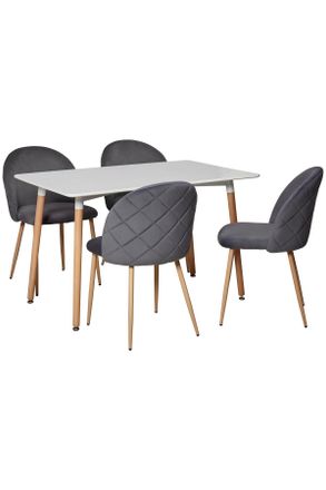 Livetastic Tischgruppe, Grau, Wei&szlig;, Buche, Holz, Metall, Textil, Buche, massiv, konisch, 120x51x75 cm, Esszimmer, Tische, Esstische