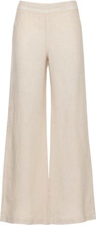 120% Lino Femme, Pantalons, Beige, Taille: 36 FR Wide Pantalons
