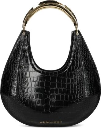 Elisabetta Franchi Femme, Sacs, Noir, Taille: ONE Size Logo Plaque Top Handle Bag