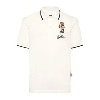 Philipp Plein Homme, Tops, Blanc, Taille: XL T-shirt en coton &agrave; imprim&eacute; graphique