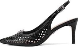 Queen Helena Escarpins Slingback femme perfor&eacute;e avec talon moyen K4510, Noir, 36 EU