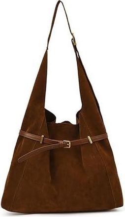 Generic Sac à bandoulière en daim synthétique élégant de grande capacité pour femme, pour le travail, le shopping, les voyages, marron clair, 360*80*480mm