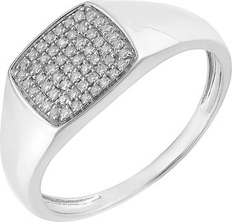 Edenly Ring Dämmerschein - Siegelring Äneas mit Diamanten - 18 Karat Weißgold und Diamanten