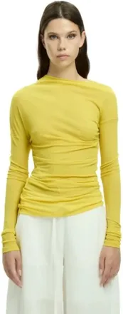 Malloni Femme, Tops, Jaune, Taille: 42 FR Top scollo ampio MLO