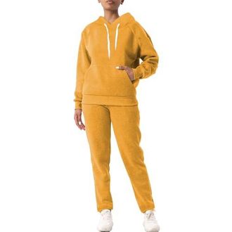 Generic Jogging Femme Ensemble, Survet&ecirc;ment 2 Pi&egrave;ces Manches Longues Tenue Chaude Sweats &agrave; Capuche et Pantalons Sportswear pour Jogging Sports Suit D&eacute;contract