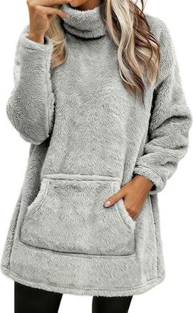 Generic Hauts dhiver pour femmes, sweatshirts britanniques pour femmes, couleur unie, haut surdimensionn&eacute;, col rond, manches longues, automne hiver, d&eacute;contrac