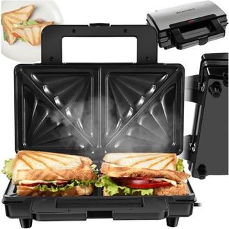 TecTake Appareil croque monsieur & sandwich SK1000W Appareil &eacute;lectrique en Aluminium Plaque cuisson avec rev&ecirc;tement antiadh&eacute;sif Sandwichmaker Electromenager c