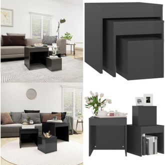 vidaXL Vidaxl - Satztische 3-tlg. Hochglanz-Grau Holzwerkstoff - Couchtisch - Setztisch - Nighstand - Wohnzimmermöbel - Holzwerkstoff Möbel - Home & Living