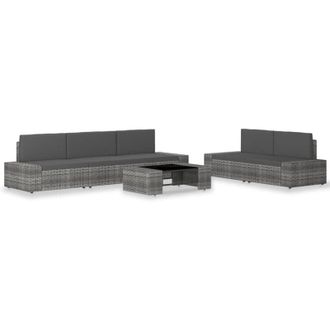 vidaXL Ensembles ext&eacute;rieurs avec 2 canap&eacute;s avec coussins + table diff&eacute;rentes couleurs disponibles couleur : Gris