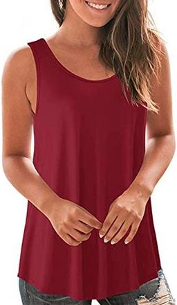 Generic D&eacute;bardeur pour femme en coton ample - Gilet d&eacute;t&eacute; pour femme - L&eacute;ger - Grandes tailles - T-shirt ample - Gilet col rond - D&eacute;bardeur long sans manches -