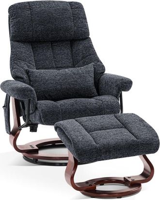 MCombo M Mcombo Relaxsessel mit Hocker 9066, Drehbare Fernsehsessel mit Liegefunktion, Moderner TV-Sessel Stuhl f&uuml;r Wohnzimmer, mit Kissen & Seitentasche