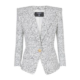 Balmain 1-Knopf-Blazer mit Liebesbrief-Print - - Jackets - Damen - Mehrfarbig - S