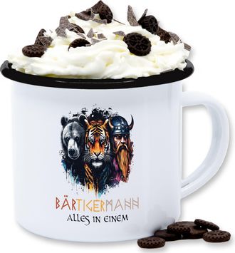 Shirtracer Emaille Tasse Blechtasse - & Walhalla - B&auml;r Tiger Mann Alles in einem I Wikinger Geschenke f&uuml;r M&auml;nner I Papa Geschenk Bart I Vikings Geschenke Barttr&auml;