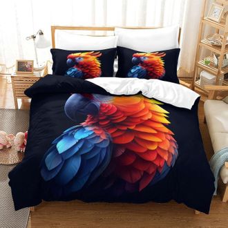 Generic Tiere V&ouml;gel Bettw&auml;sche 140X200 cm Bettbezug Set 3D Druck Bedding Bettw&auml;sche 3 Teilig Bettbez&uuml;ge Hohe Dichte Mikrofaser Bettbezug 2 Kissenbezug - Weich