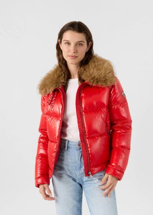 Jott Doudoune Grand Froid fausse fourrure Rouge carmin Nevada shiny - Taille L