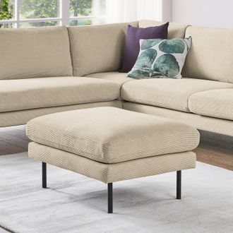 Mørteens home24 Polsterhocker 83 x 44 x 63cm Beige Cordstoff Licia: Sand