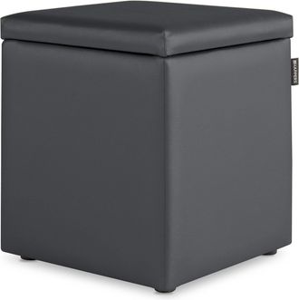 Happers Hocker mit Stauraum aus Kunstleder Grau für das Wohnzimmer oder Schlafzimmer