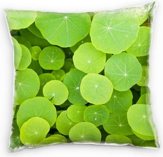 Paul Sinus Art Natur, grün, runde Blätter Deko Kissen 40x40cm für Couch Sofa Lounge Zierkissen - Dekoration zum Wohlfühlen