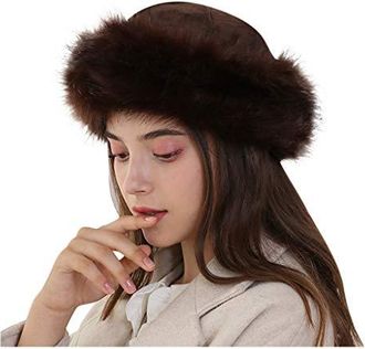 Generic Chapeau mongol chaud pour femme - Cache-oreilles - Solide - Pour lhiver - En laine &eacute;paisse - Casquette de baseball A S, caf&eacute;, Taille unique