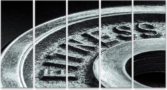 Islandburner Prime Bild auf Leinwand Fitness Gewicht Scheibe Nahaufnahme Schwarz Wei&szlig; Bilder Wandbilder Poster