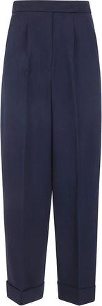 Max Mara Femme, Pantalons, Bleu, Taille: 36 FR Pantalon en laine taille haute