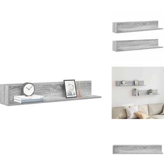 vidaXL Wandregale 2 Stk. Grau Sonoma 100x16,5x16,5 cm Holzwerkstoff - Wandregal - Wandregale - Schwebendes Regal - Schweberegal