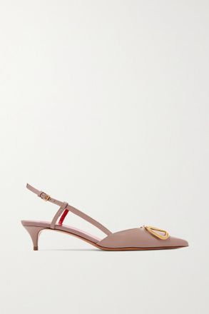 Valentino Garavani Escarpins À Brides En Cuir À Ornements Valentino Garavani Go Logo 40 - Rose