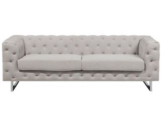 Beliani Modernes 3er Sofa Polsterbezug Chesterfield Stil beige Vissland