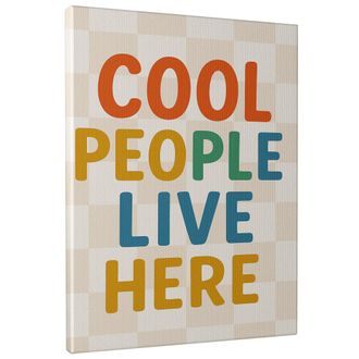 Generic Kunstdruck auf Leinwand, Motiv: Cool People Live Here, bunter Schachbrettdruck, lustige &auml;sthetische Dekoration f&uuml;r Wohnzimmer, Schlafzimmer, Spielzimm