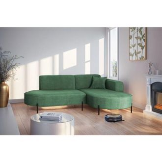 Fun M&ouml;bel Ecksofa Designersofa valencia xs in Stoff Noel Gr&uuml;n Ottomane Rechts