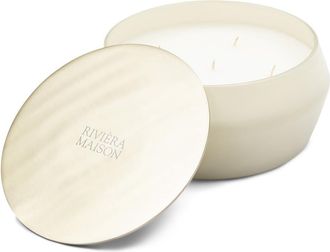 Riviera Maison Duftkerze weiß, mit Deckel, 68-72 Brennstunden, runder Kerzenständer - RM Scented Candle Ibiza - Paraffin - (ØxH) 23x10