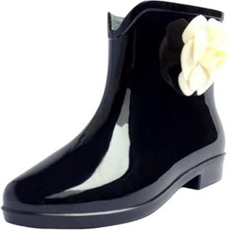 Generic Femme Bottes de Pluie Courtes en Caoutchouc Élégant Imperméables Anti-Dérapantes Bottes De Pluie Confortables Tendance pour la Cuisine, le Jardinage T