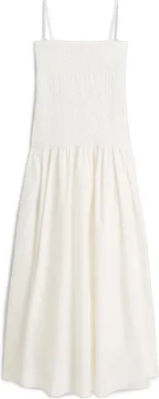 Tommy Jeans Tr&auml;gerkleid TJW SMOCK FABRIC MIX MAXI DRESS Baumwolle, gesmoktes Oberteil, schmale Tr&auml;ger
