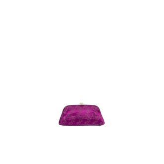 Alberta Ferretti Femme, Sacs, Violet, Taille: ONE Size Satin Clutch Bag with Rhinestone AF Monogram
