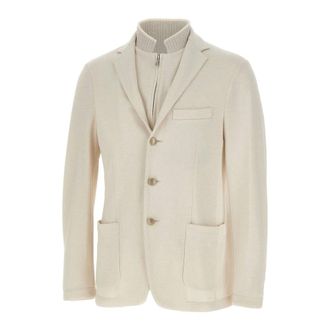Eleventy Homme, Vestes, Beige, Taille: L Blazer Crois&eacute; avec Plastron Amovible