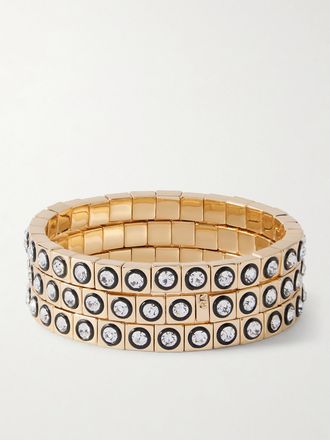 Roxanne Assoulin The Royal Set Aus Drei Goldfarbenen Armb&auml;ndern Mit Emaille Und Kristallen