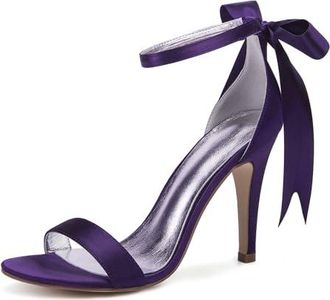 Generic Chaussures Mariage Femmes Aiguille Talon Heel Ouvert Bout Sandales Mari&eacute;e Talons Classique Dress Heels10.5 CM,Dark Purple,39 EU