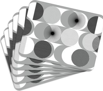 MG Design Set aus 6 Kork-Platzsets - Geometric Circles - 30 x 40 cm - hitzebest&auml;ndig & abwischbar, mit Korkr&uuml;ckseite