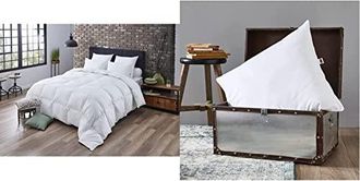 Dodo Couette Mont Blanc 70% Duvet doie - Chaude - 220 x 240 cm & Oreiller Calgary Anti-ACARIENS 30% Duvet OIE ET Canard - M&Eacute;DIUM - 65 x 65 cm