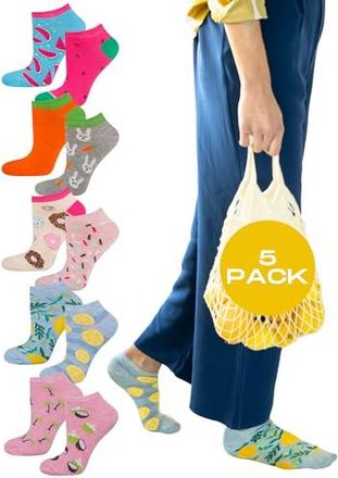 Soxo Socquettes Femme Fantaisie Chaussette Basse Coton Sockettes Couleurs Lot 5 Paires 35-40 Nourriture 5 Paires
