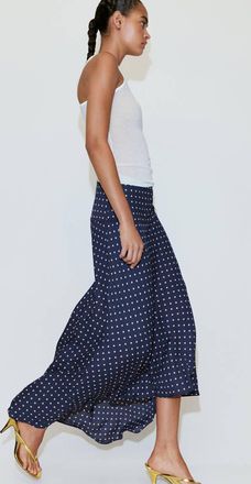Mango Jupe longue &agrave; pois bleu marine - Femme - XS - MANGO