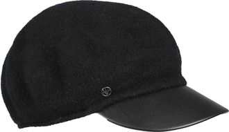 Loevenich Ballonm&uuml;tze | aus Wolle | mit Lederimitat-Schirm | OneSize | Damen | Warme, stilvolle Kopfbedeckung Black