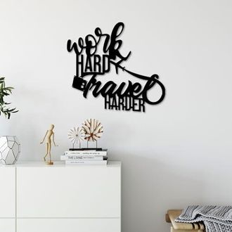 Hanah Home Stylish Black Decorative Metal Wall Accessory, 45 x 42 cm | 100% Metal, 1.5 mm Thickness | Lightweight & Durable, Perfect for Modern Decor