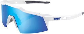 100% Speedcraft XS Matte White w/Blue Multilayer Mirror Lens